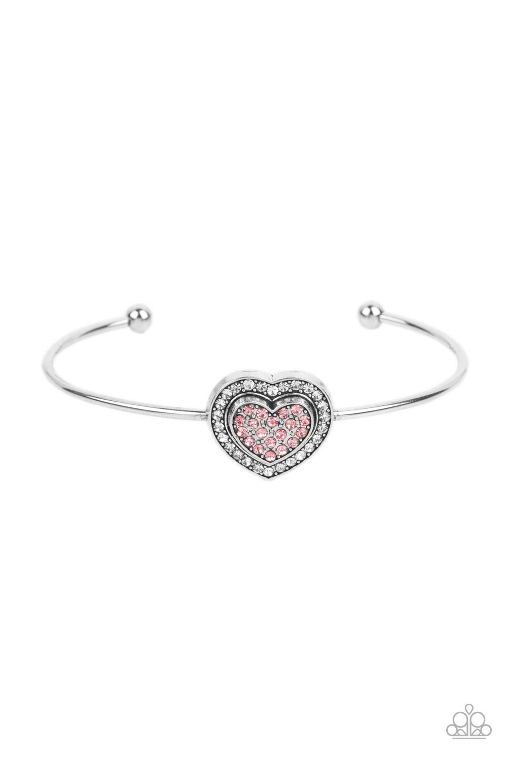 Stunning Soulmates - Pink Rhinestone Heart Bracelet - Chic Jewelry Bou ...